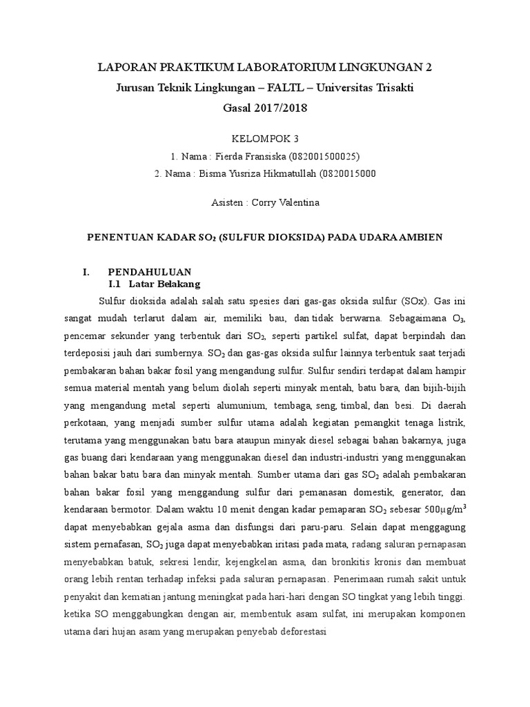 Laporan Praktikum Laboratorium Lingkungan 2 | PDF