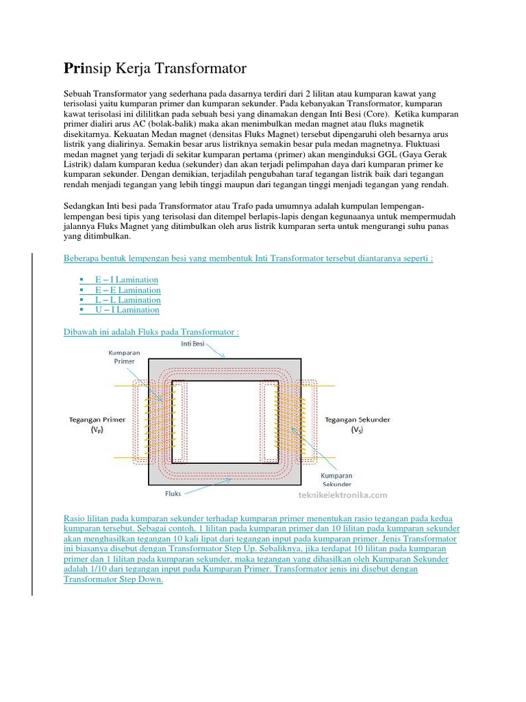 Prinsip Kerja Transformator Sederhana | PDF | Sains & Matematika