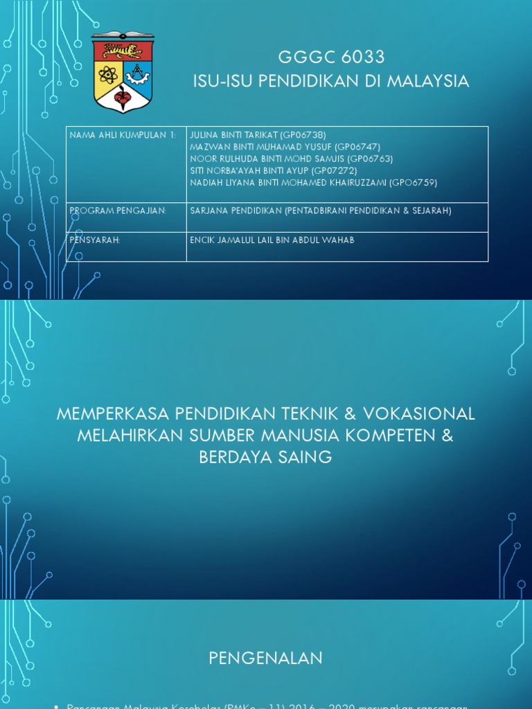 Presentation - Isu-Isu Pendidikan (4ORG) - TVET | PDF | Bisnis