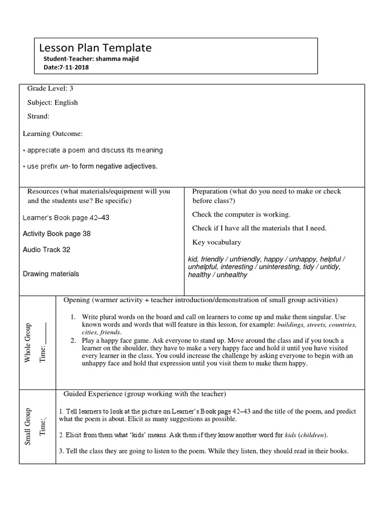 Esson Plan 2 | PDF | Question | Lesson Plan