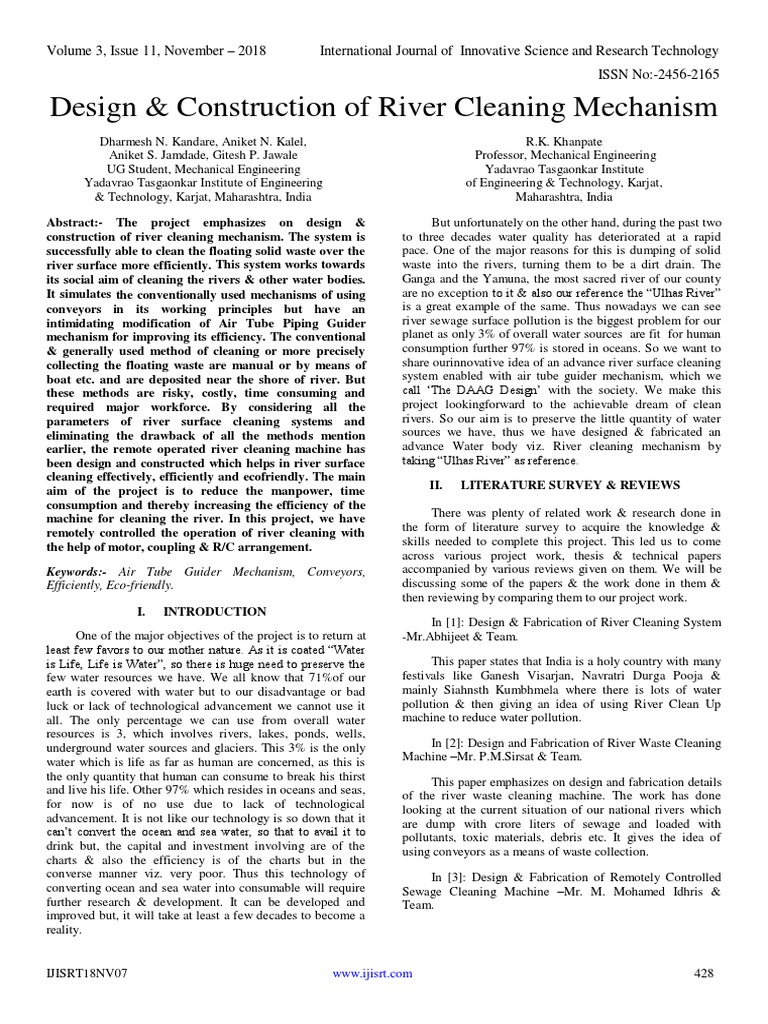 Design & Construction of River Cleaning Mechanism | Pollution | Water ...