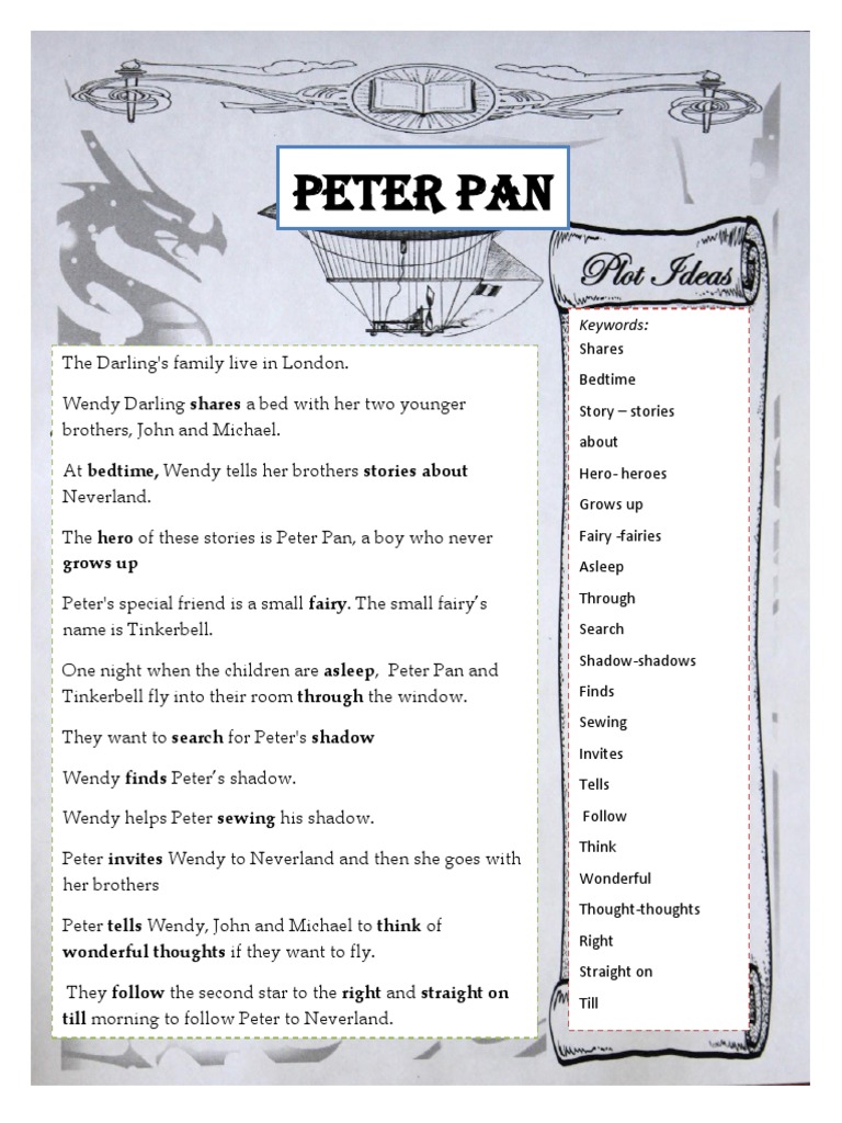 Peter Pan A Boy From Neverland Reading Comprehension Exercises 55883 ...