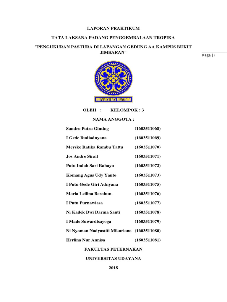 Laprak Tata Laksana Padang Penggembalaan Tropika Fix - For Merge | PDF