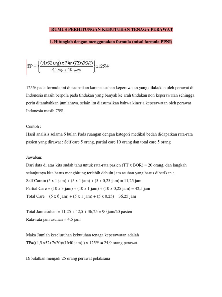 Rumus Perhitungan Kebutuhan Tenaga Perawat | PDF | Pengembangan Diri ...