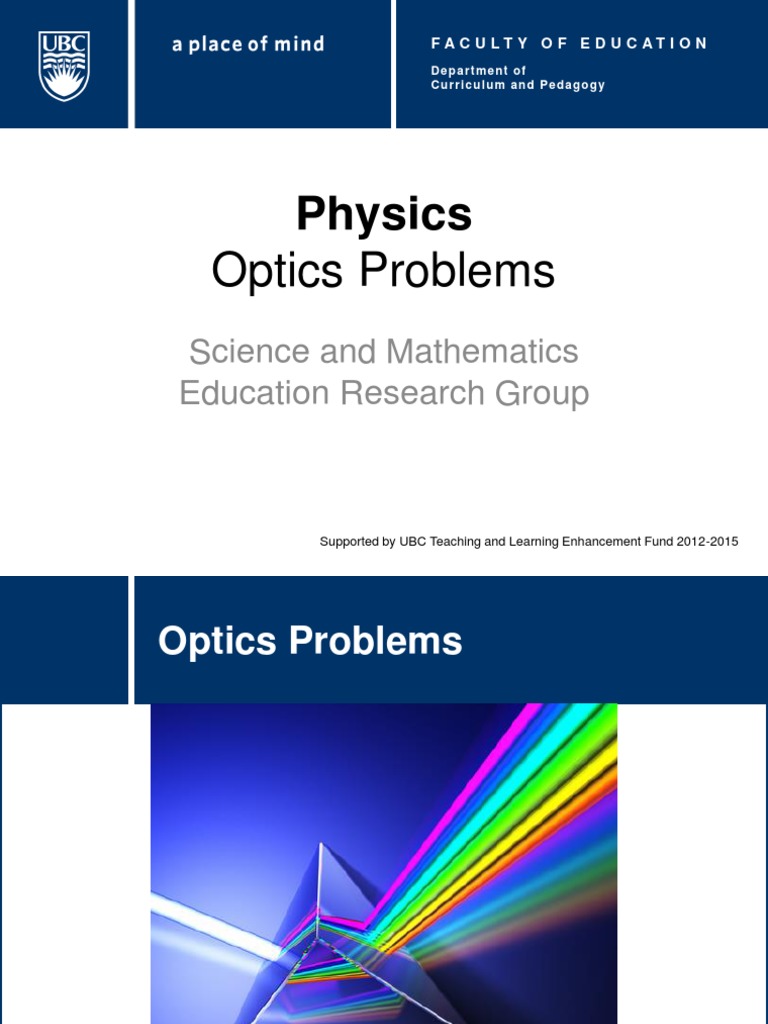 Sec Phys Optics Problems | PDF | Lens (Optics) | Refraction