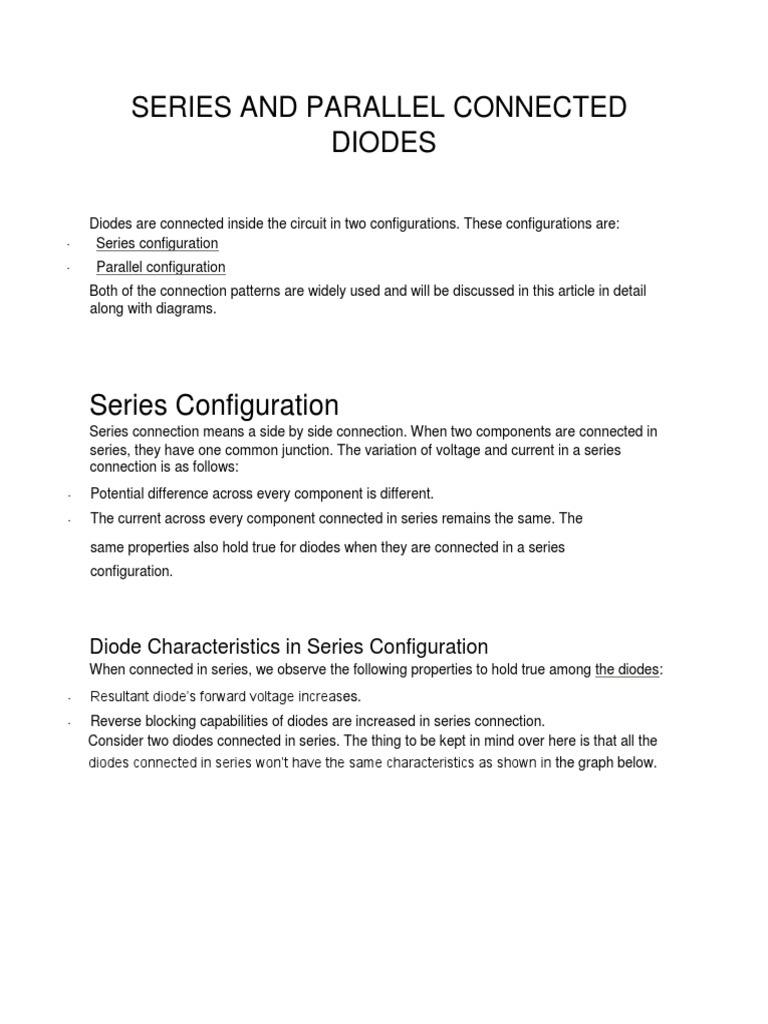 Series and Parallel Connected Diodes | PDF | Series And Parallel ...