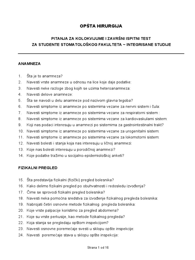 Opsta Hirurgija | PDF