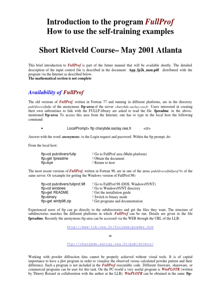 Intro Fullprof | PDF | Command Line Interface | X Ray Crystallography