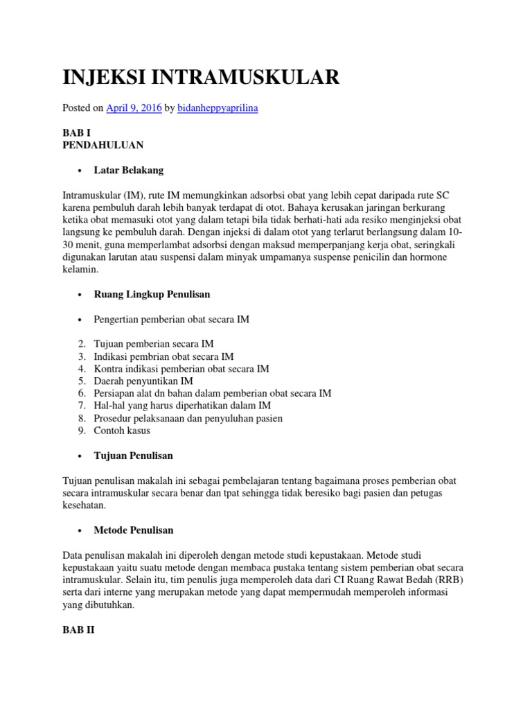 Injeksi Intramuskular | PDF