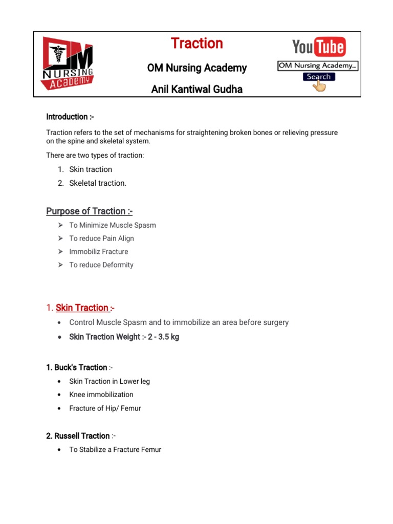 Traction Techniques Explained for Bone Injuries | PDF | Skeleton ...