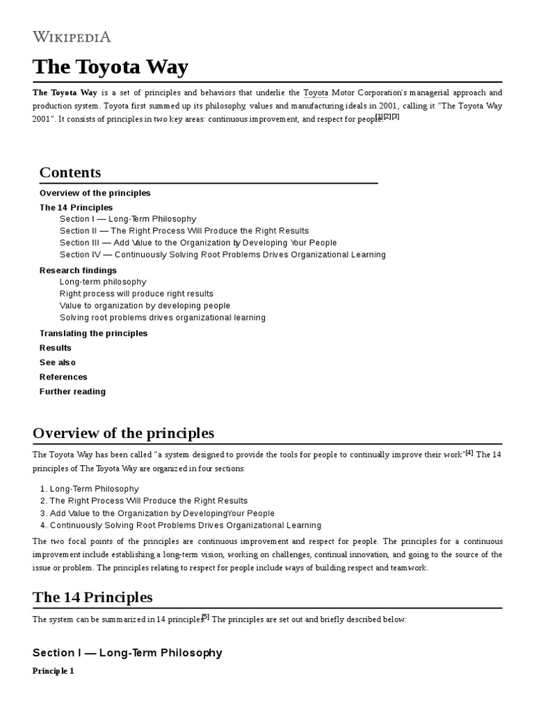 The Toyota Way | PDF | Cognitive Science | Production And Manufacturing