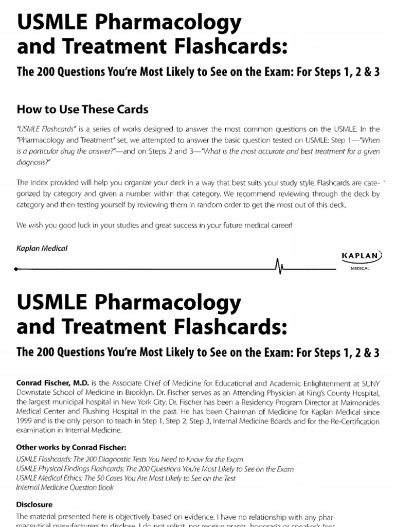 USMLE Pharmacology and Treatment Flashcards | PDF