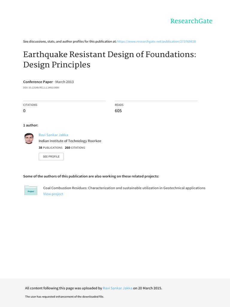 Earthquake Resistant Design of Foundation | PDF | Deep Foundation ...