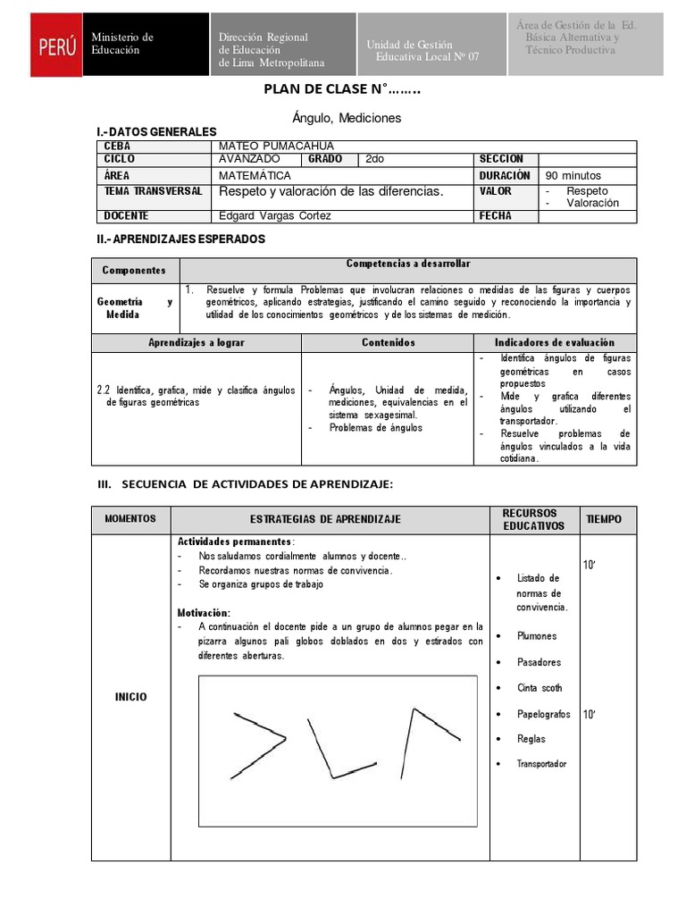 Formato Sesion de Aprendizaje Secundaria | PDF | Geometría | Medición Formato Sesion de Aprendizaje Secundaria | PDF | Geometría | Medición
