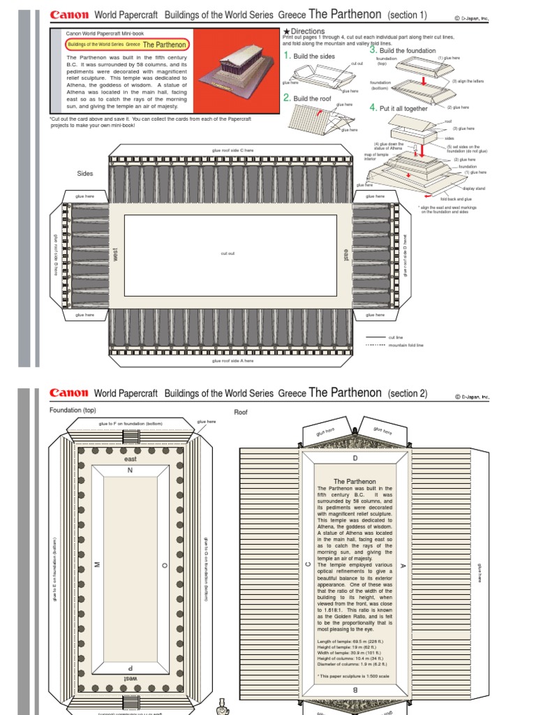 Papercraft Recortable Miniatura Parthenon - e - A4 | PDF | Column | Art ...