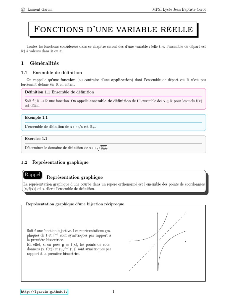 Fonction D'une Variable Réelle | PDF | Fonction monotone | Extremum