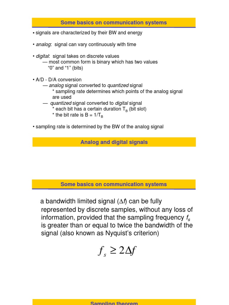 Some Basics On Communication Systems: Analog Digital | PDF | Modulation | Sampling (Signal ...