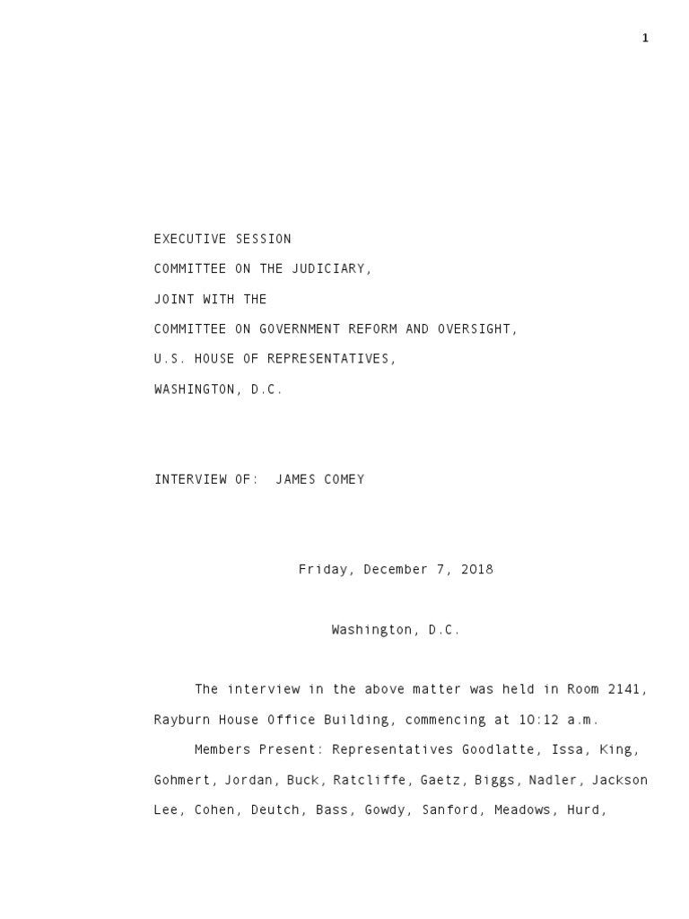 Comey Interview Transcript 12-7-18 Redacted 1 | Download Free PDF ...