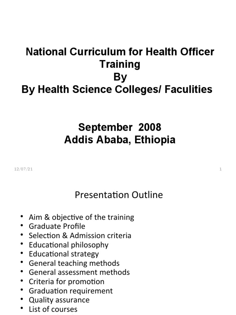 National Health Officer Training Curriculum | PDF | Test (Assessment ...