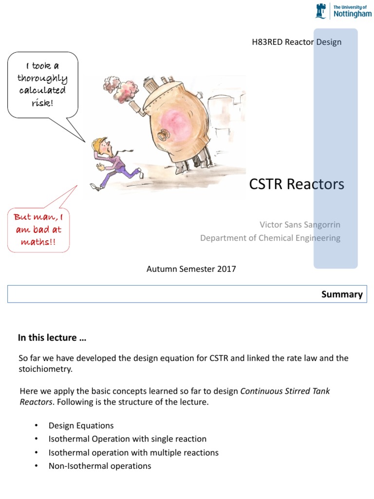 9 CSTR Reactors | PDF | Chemical Reactor | Stoichiometry