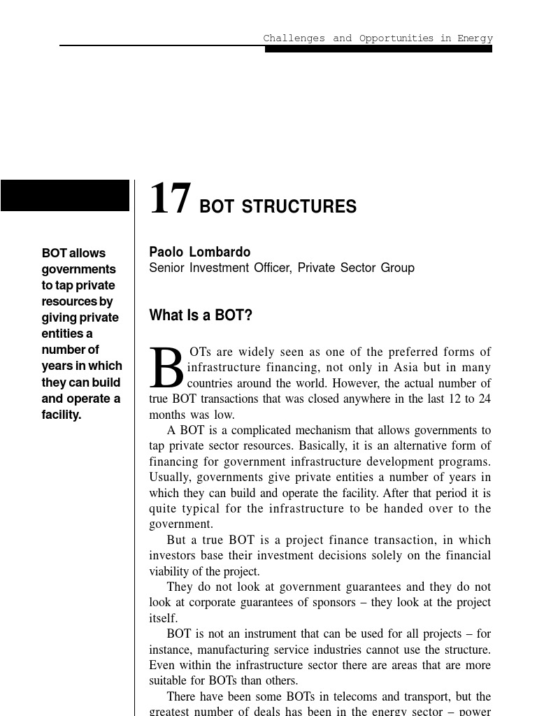 Bot Structures: What Is A BOT? | PDF | Risk | Project Finance