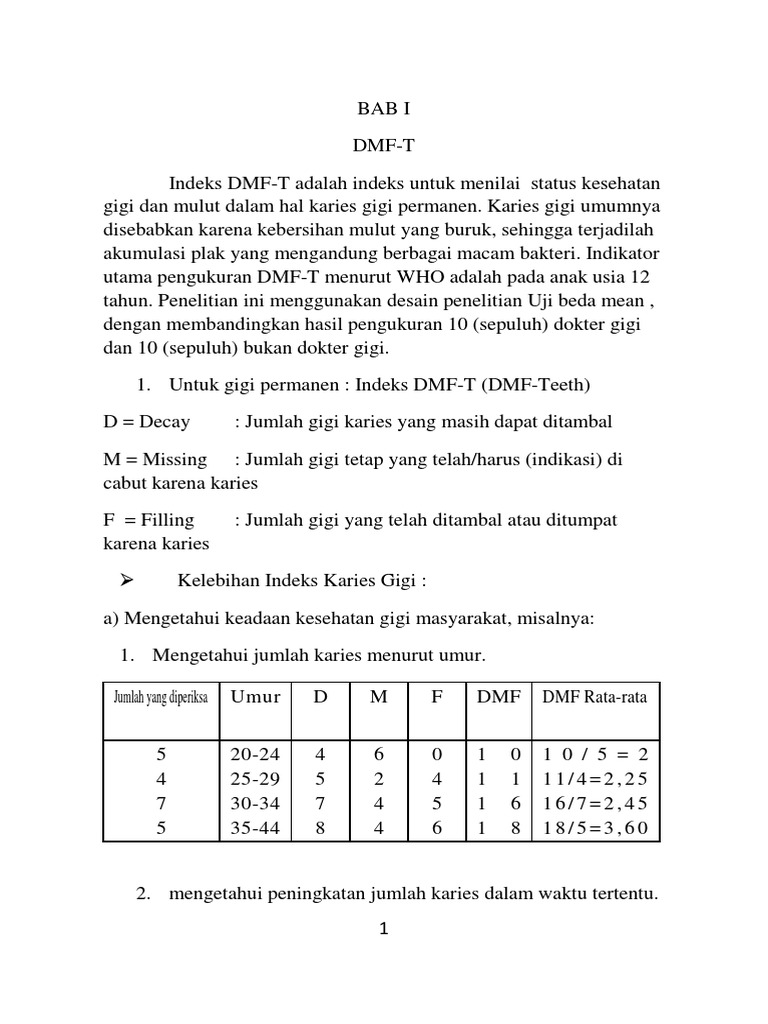 Indeks Karies Gigi DMF-T dan def-t | PDF