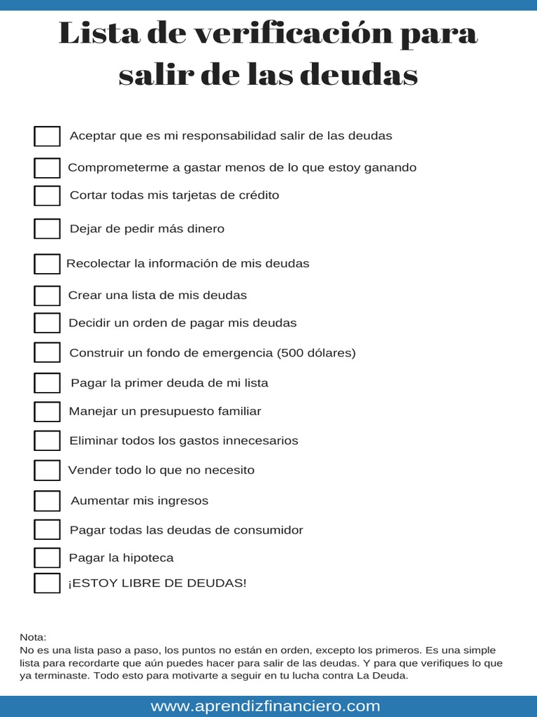 Lista de Verificación para Salir de Deudas | PDF