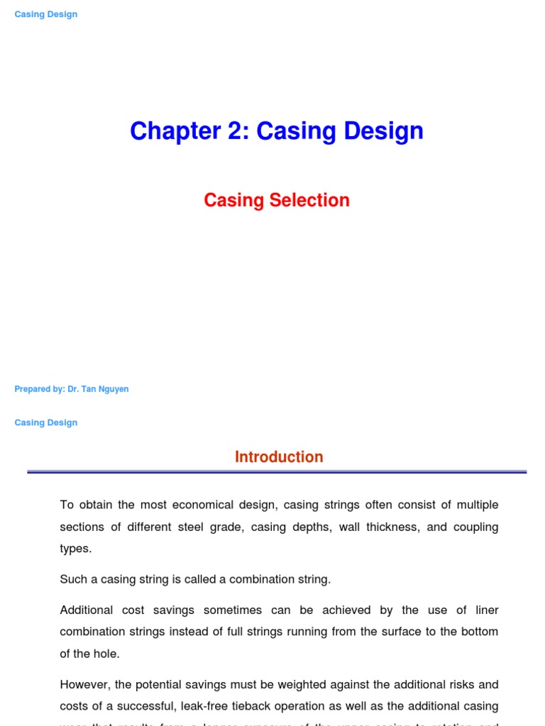 Chapter 2: Casing Design | PDF | Casing (Borehole) | Geotechnical ...