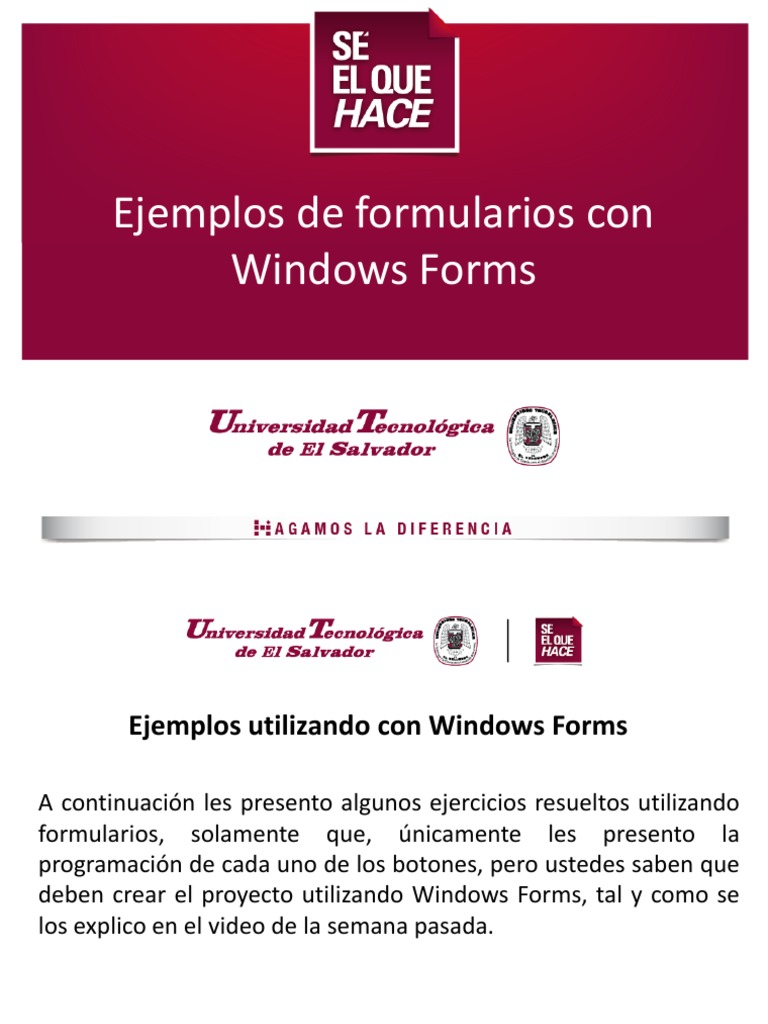 Ejemplos de formularios en Windows Forms | PDF | Programación de ...