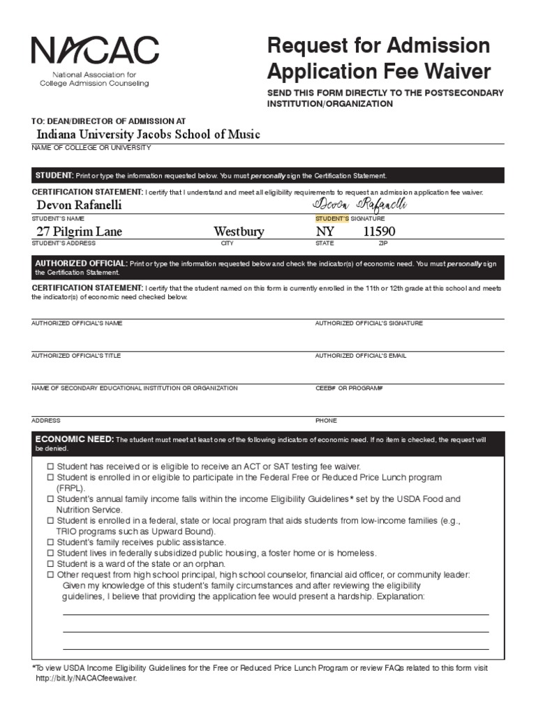 Application Fee Waiver Form | PDF | University And College Admission | Behavior Modification