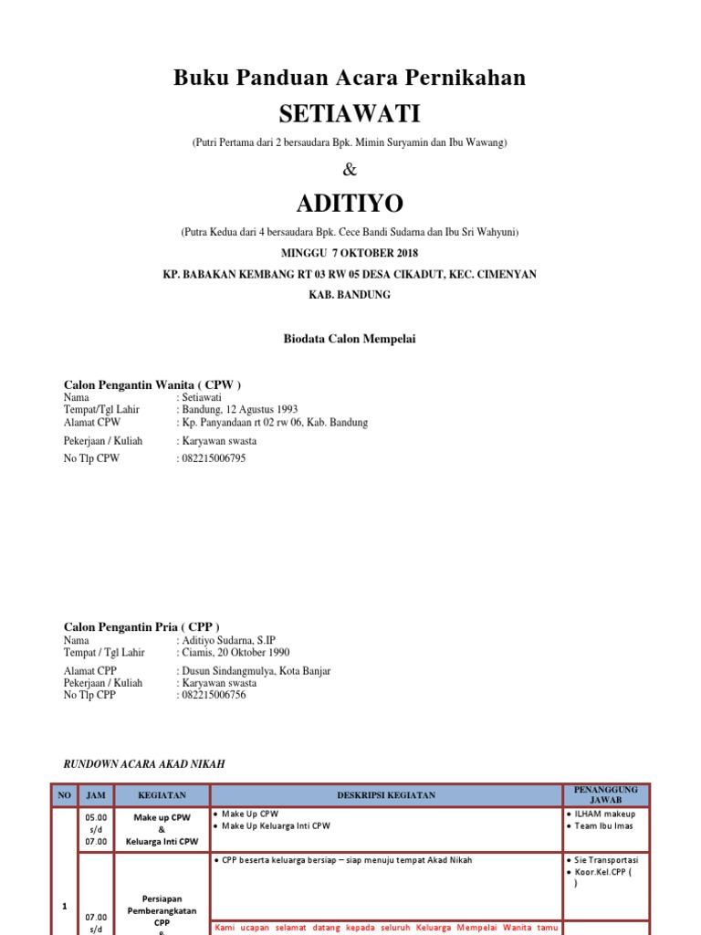 Rundown Acara Nikahan | PDF