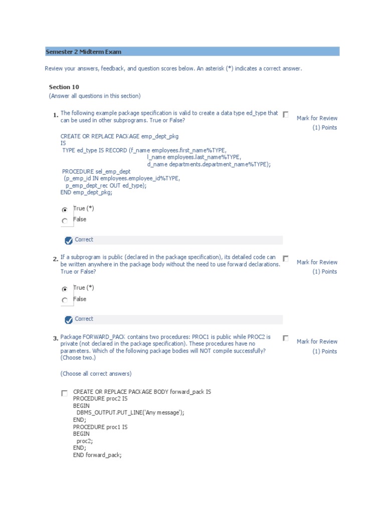 Semester 2 Midterm Exam | PDF | Subroutine | Sql