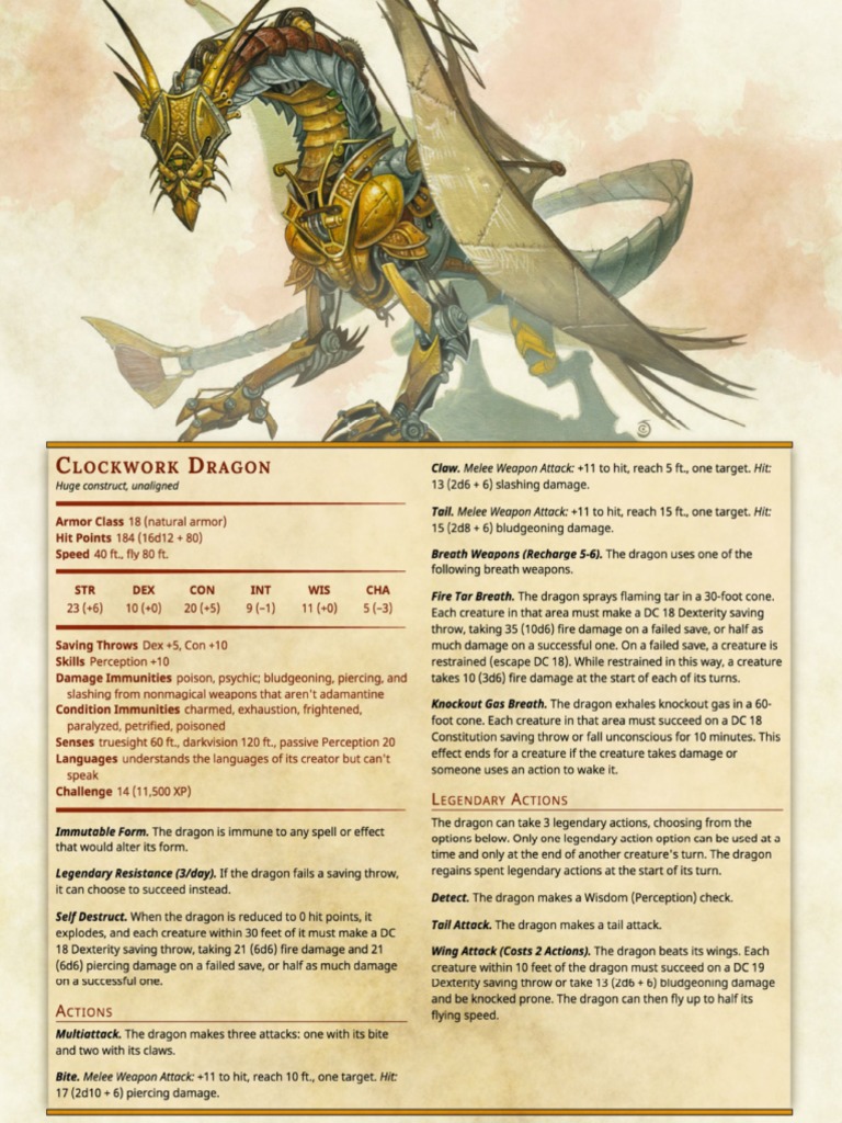 5e Clockwork Dragon | PDF
