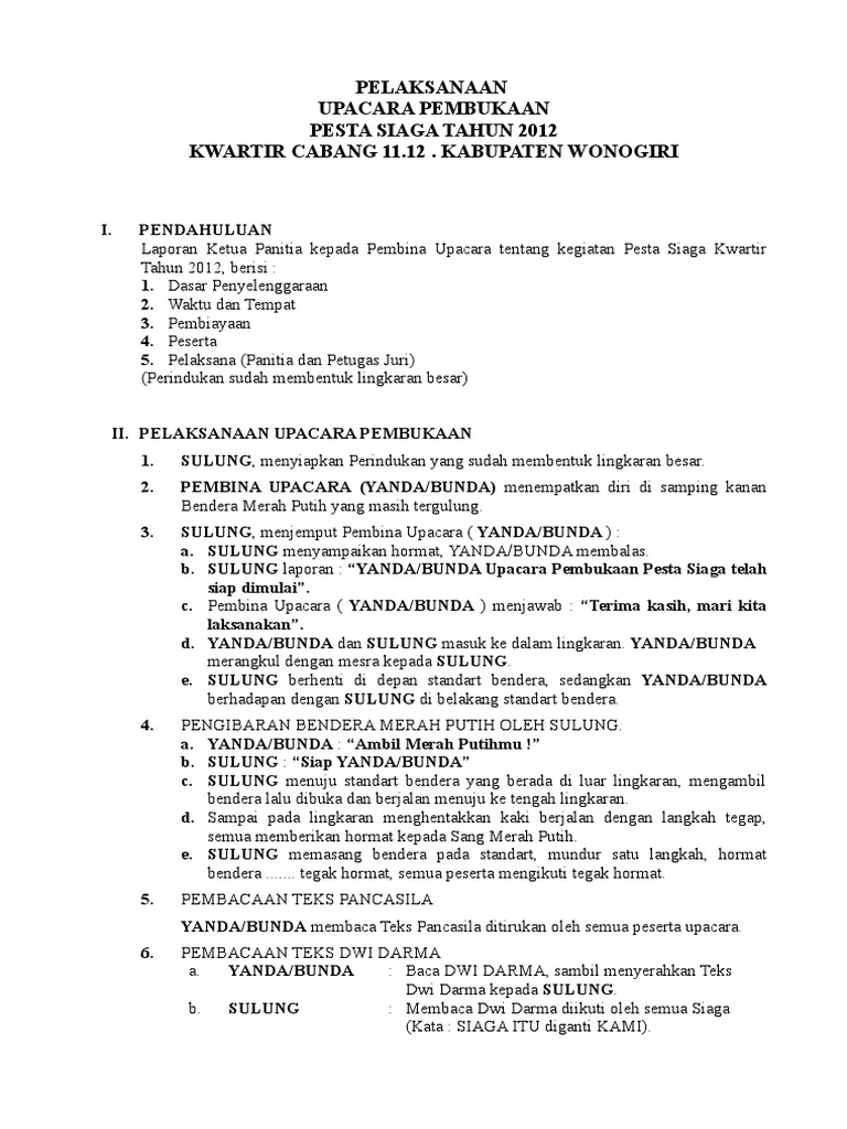 Atur Acara Upacara Pesta Siaga | PDF