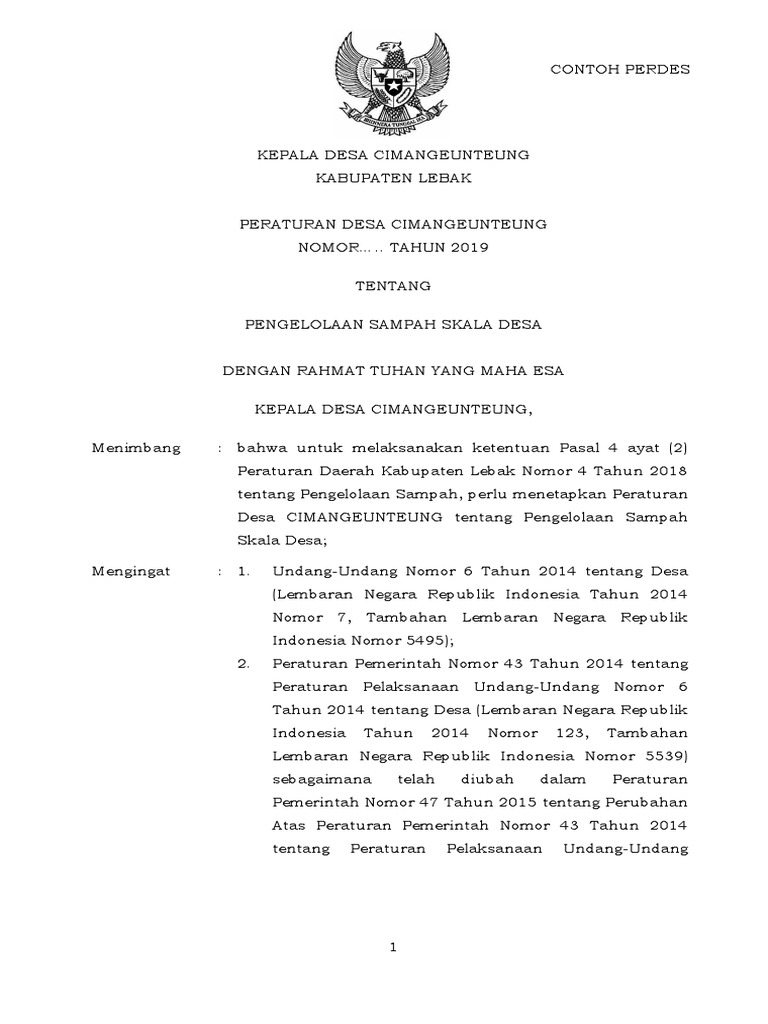 CONTOH PERDES TENTANG PENGELOLAAN SAMPAH.doc