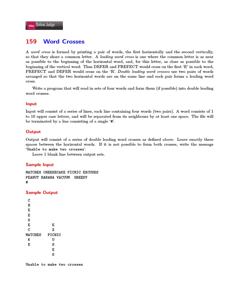 Word Crosses: Input | PDF
