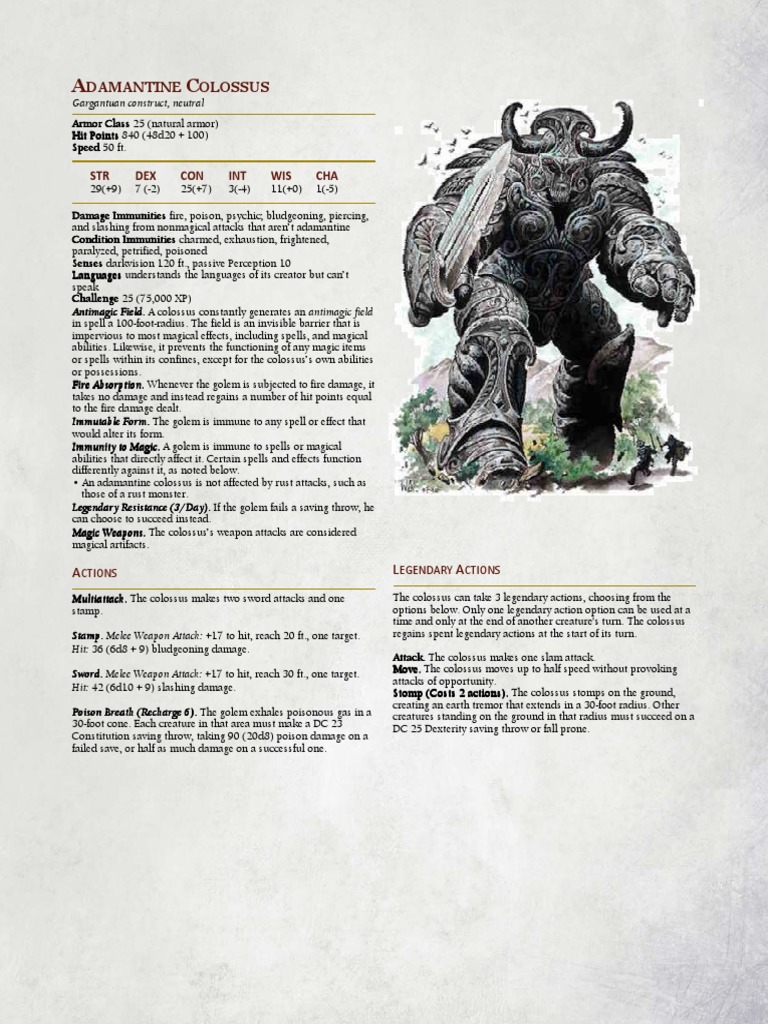 5e Adamantine Colossus | Download Free PDF | Entertainment | Fantasy