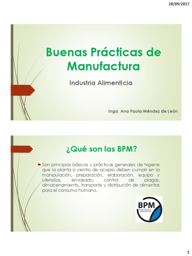 Buenas Prácticas de Manufactura Alimentaria | PDF | Alimentos ...