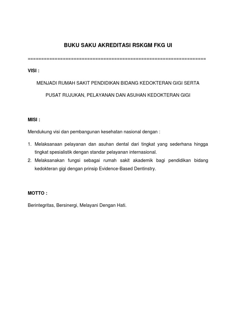 Oke New Buku Saku Akreditasi RSKGM FKG Ui | PDF