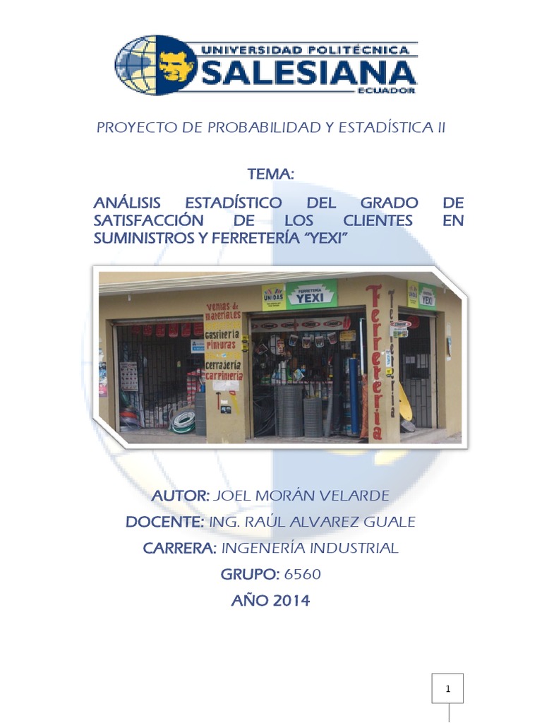Proyecto Probabilidad y Estadistica Joel Moran PDF | PDF