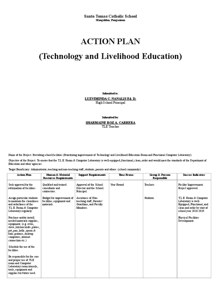Action Plan | PDF | Teachers | Curriculum