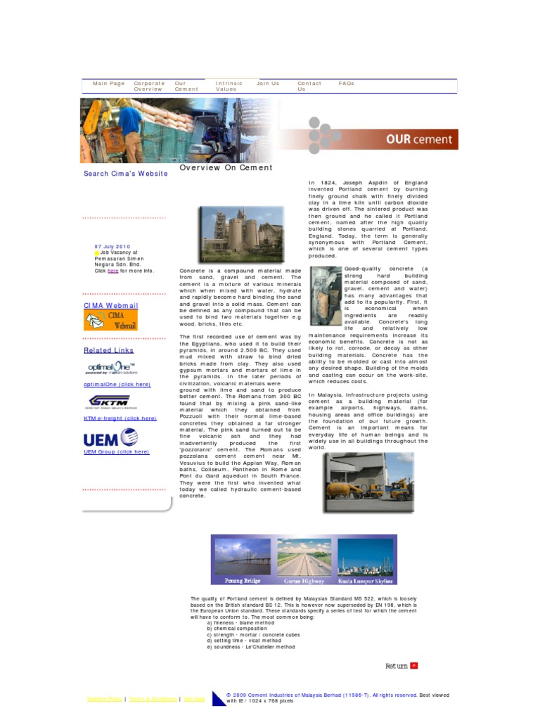 CIMA Cement Industries Mala.. | PDF | Cement | Mortar (Masonry)