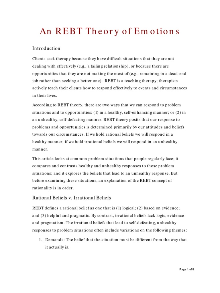 An REBT Theory of Emotions | PDF | Rational Emotive Behavior Therapy ...