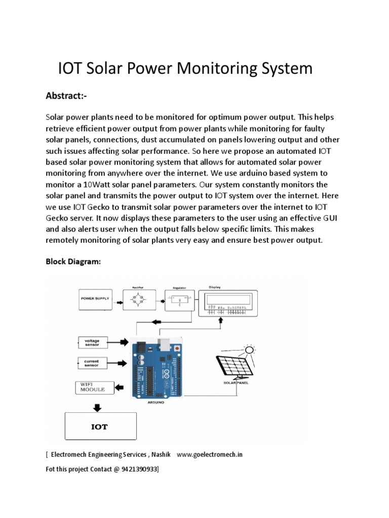 IOT Solar Power Monitoring System | PDF | Arduino | Electronics