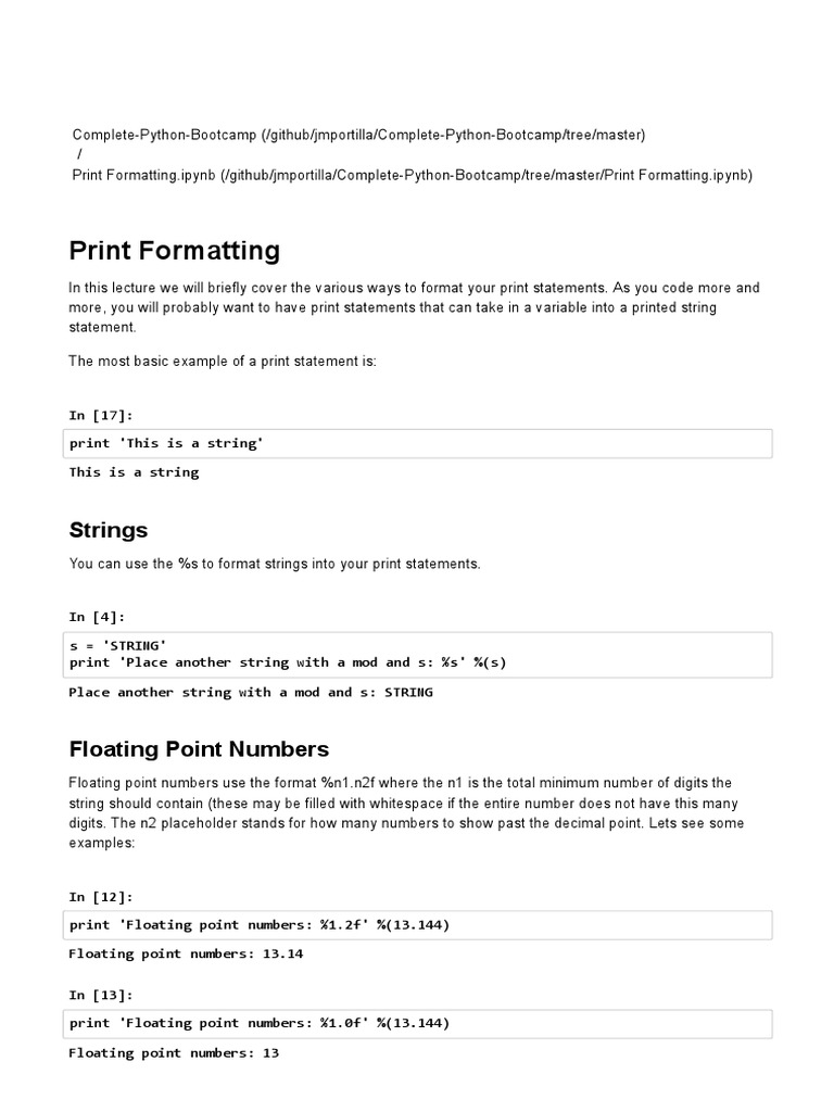 Print Formatting in Python | PDF | Software Engineering | Software