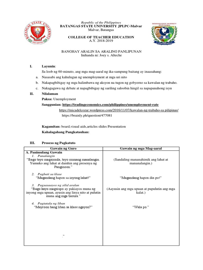 Unemployment Lesson Plan Ok Edit | PDF