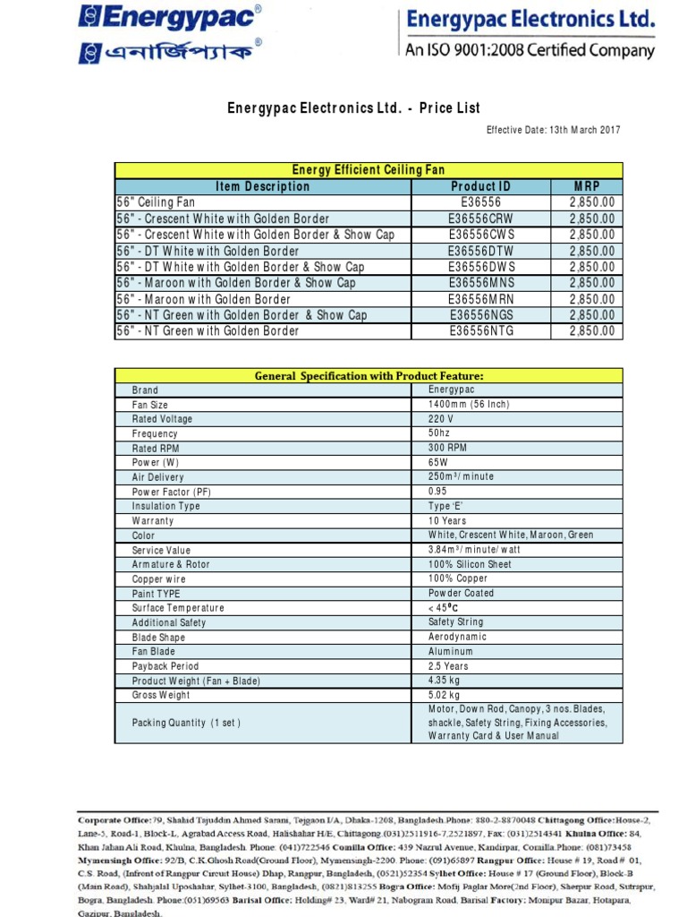 Energypac Electronics Ltd. - Price List | PDF | Alternating Current ...