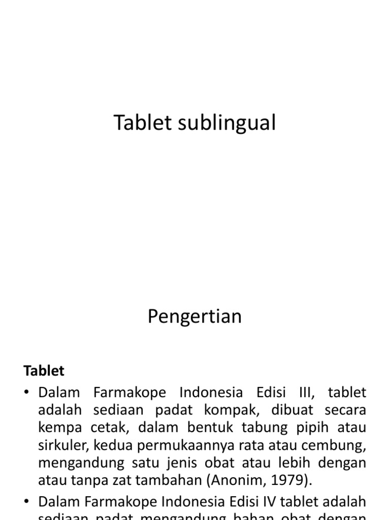 Tablet Sublingual | PDF