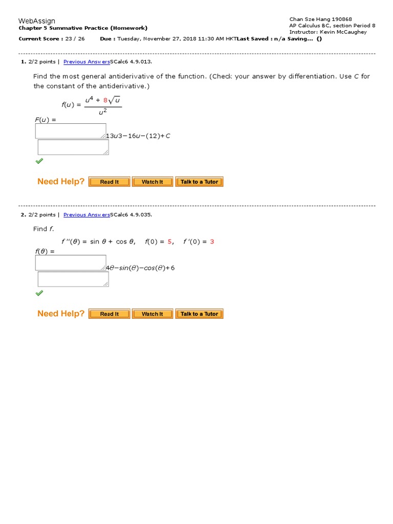 Chapter 5 Summative Practice BC Calc | PDF | Integral | Theoretical Physics