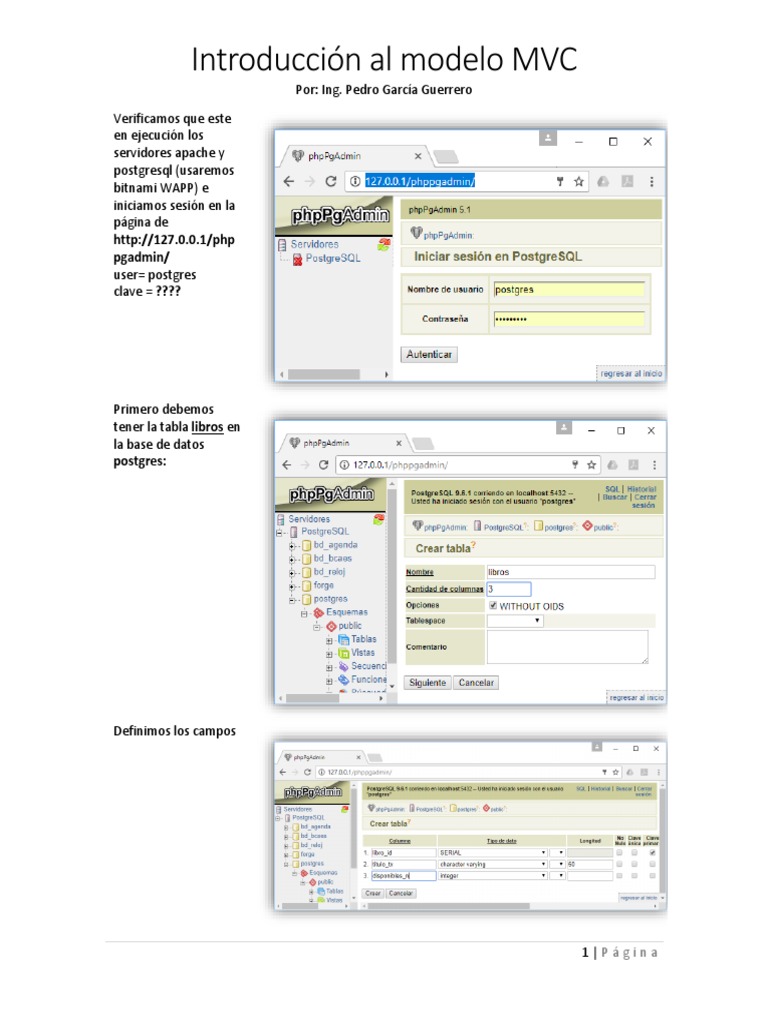 Introduccion Modelo MVC (Postgresql) PDF | PDF | Postgre Sql | SQL